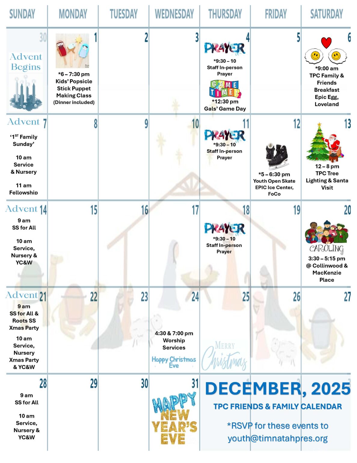 December Friends and Family Calendar - Timnath Presbyterian Church (TPC)